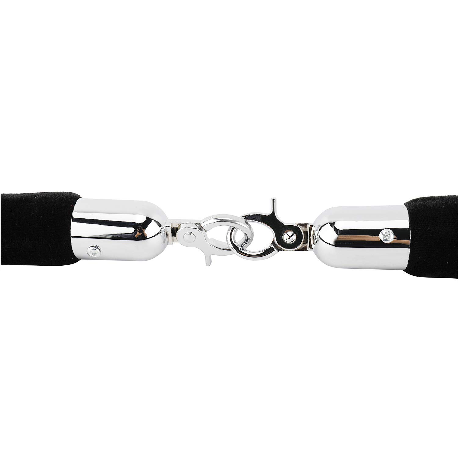 NovelBee 2 Pack of 6.6 Feet Velvet Rope with Stainless Steel Hooks,Crowd Control Stanchion Post Queue Line Barrier (Silver Hook, Black)
