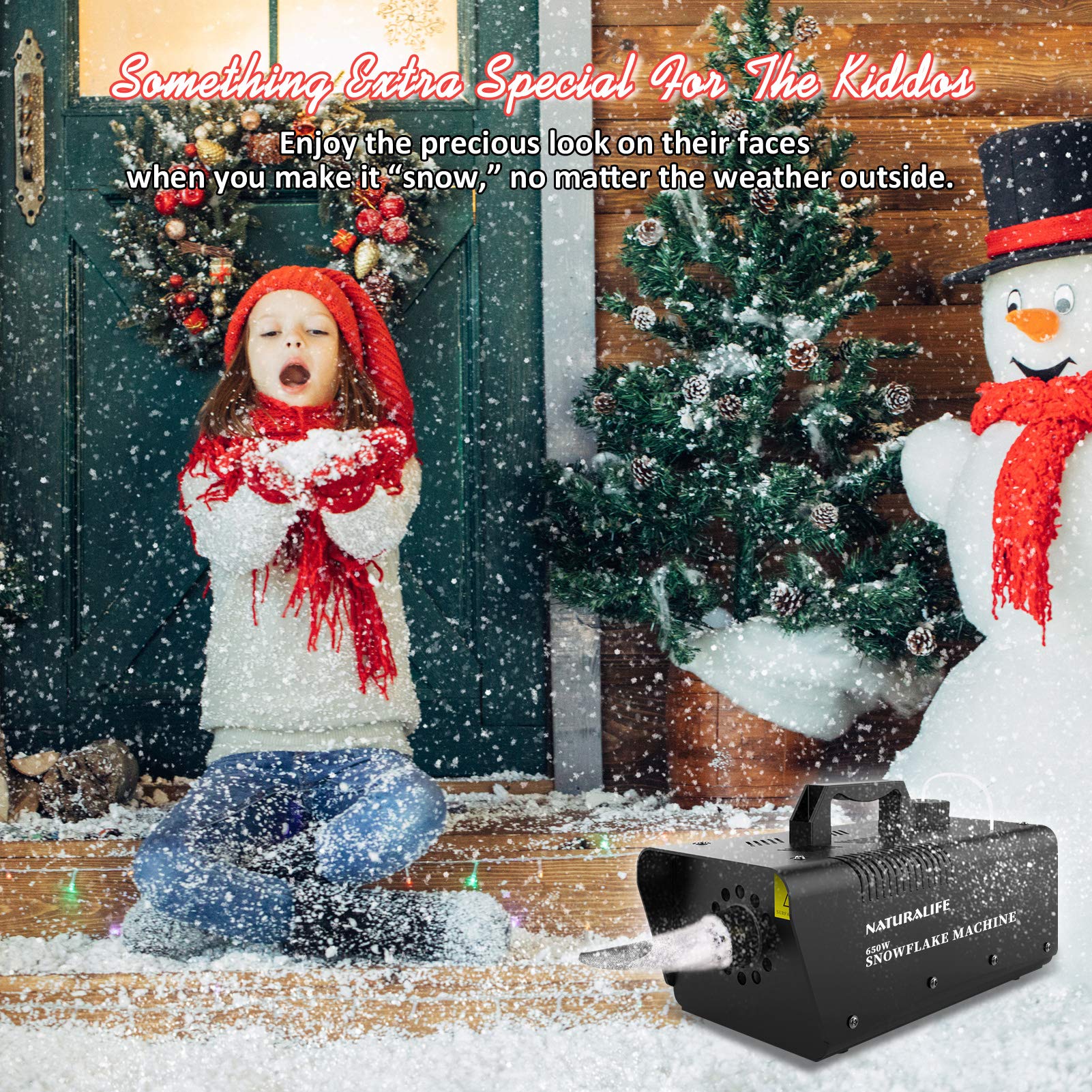 Naturalife Snow Machine, 650W High Output Snowflake Maker with Wired Remote Control Great Machine for Christmas Wedding Party Stage Effect