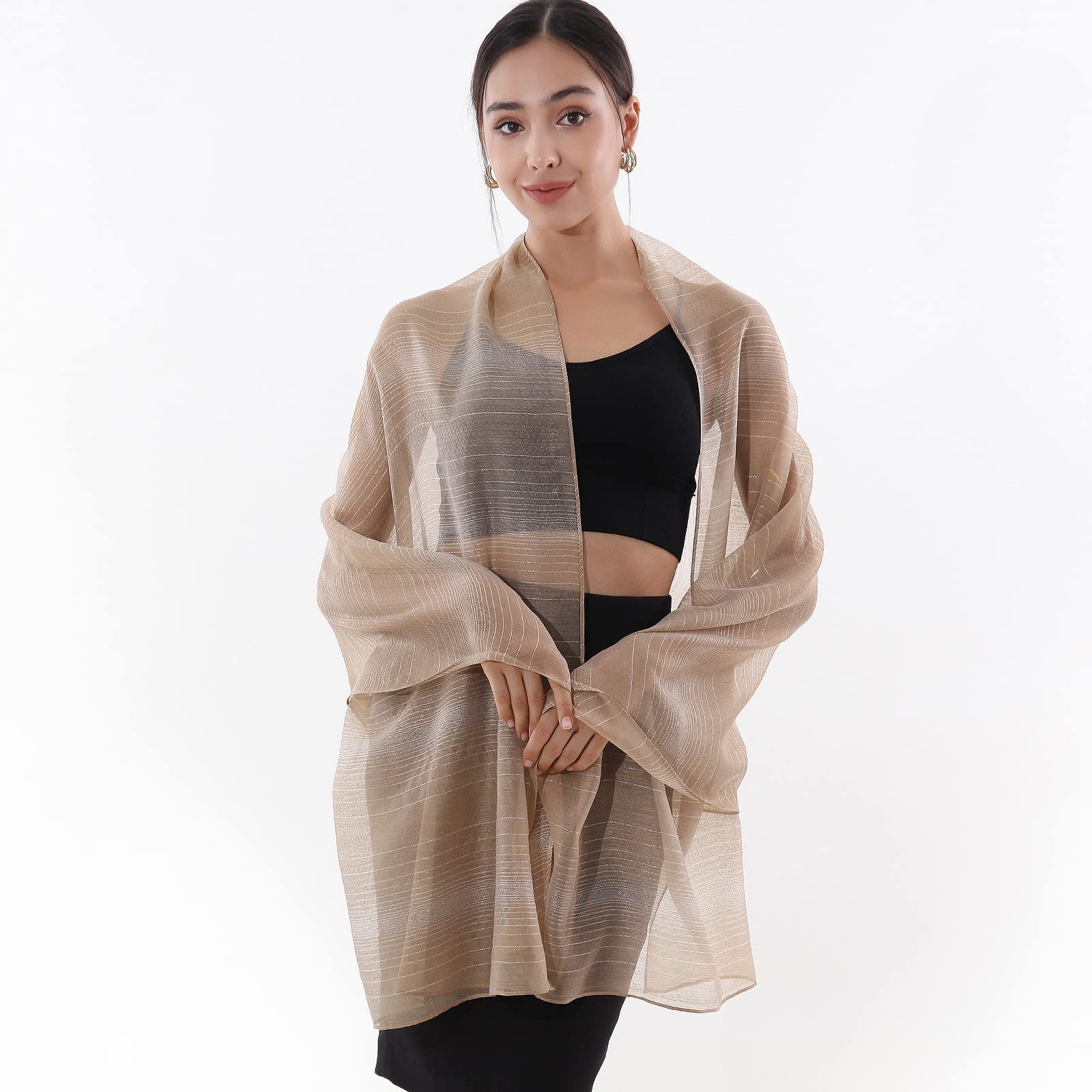 RIIQIICHY Womens Scarf Camel Pashmina Shawls and Wraps for Evening dresses Sheer Shawl for Weddings
