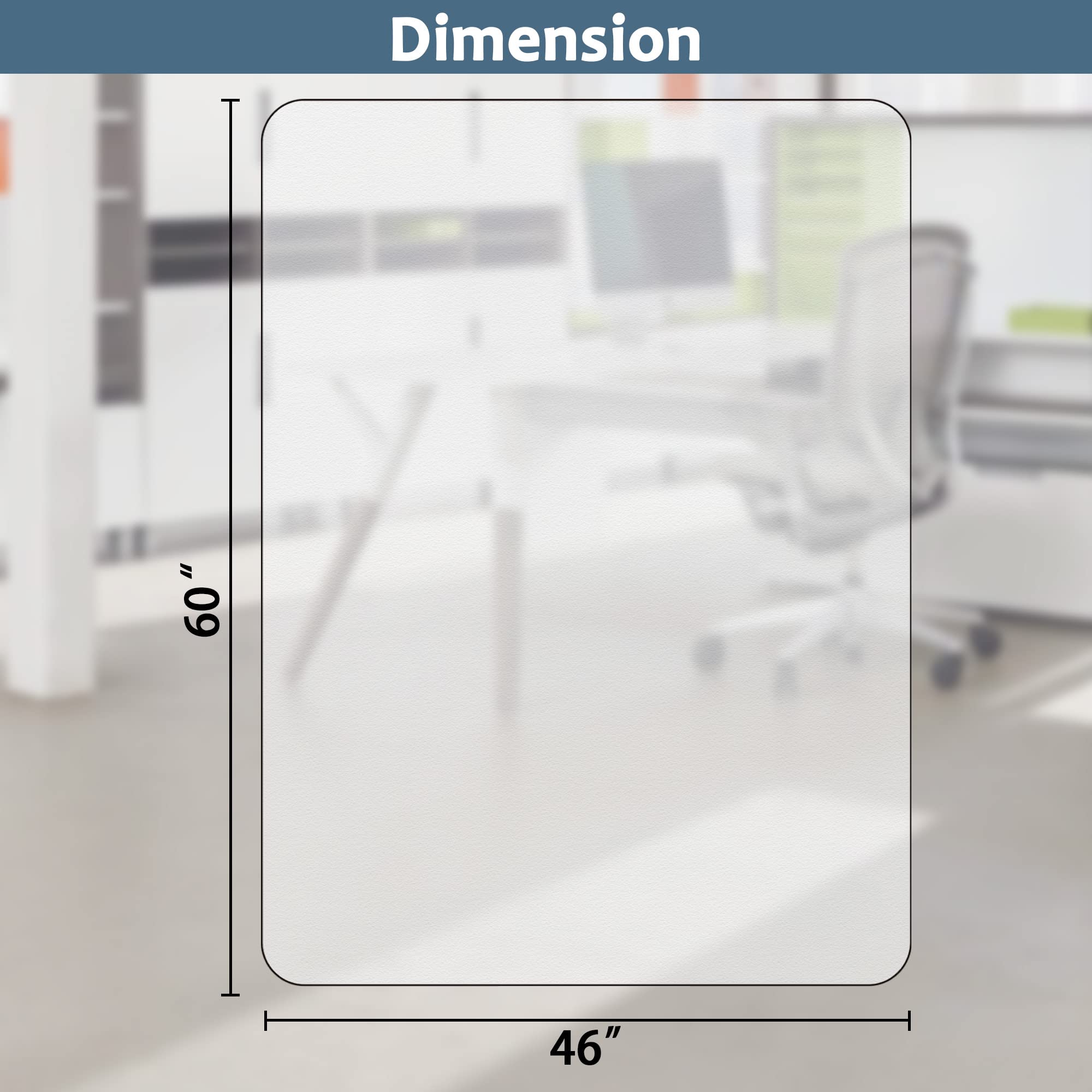 Naturei Clear Chair Mat for Hard Floors, 60'' x 46'' Transparent Office Mats, Heavy Duty Floor Protector Mat for Office & Home - Rectangle