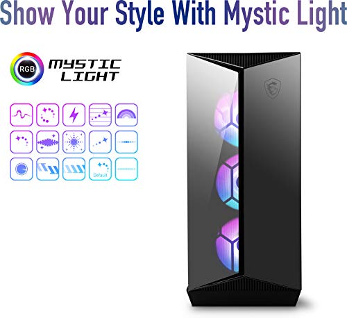 MSI MPG GUNGNIR 110R - Premium Mid-Tower Gaming PC Case - Tempered Glass Side Panel - 4 x ARGB 120mm Fans - Liquid Cooling Support up to 360mm Radiator - Two-Tone Design