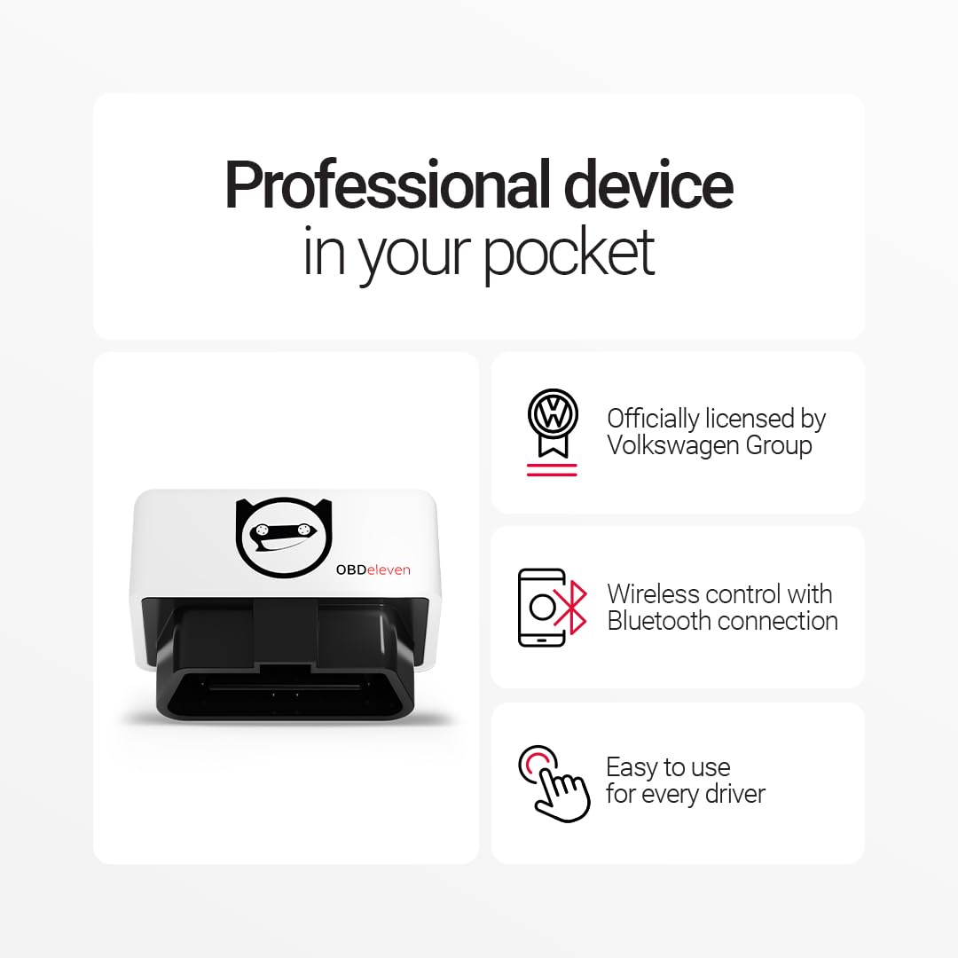 OBDeleven OBD2 Diagnostic scan Tool, Scanner for Audi Seat Cupra Skoda Volkswagen, Bluetooth Device Supports Android only.