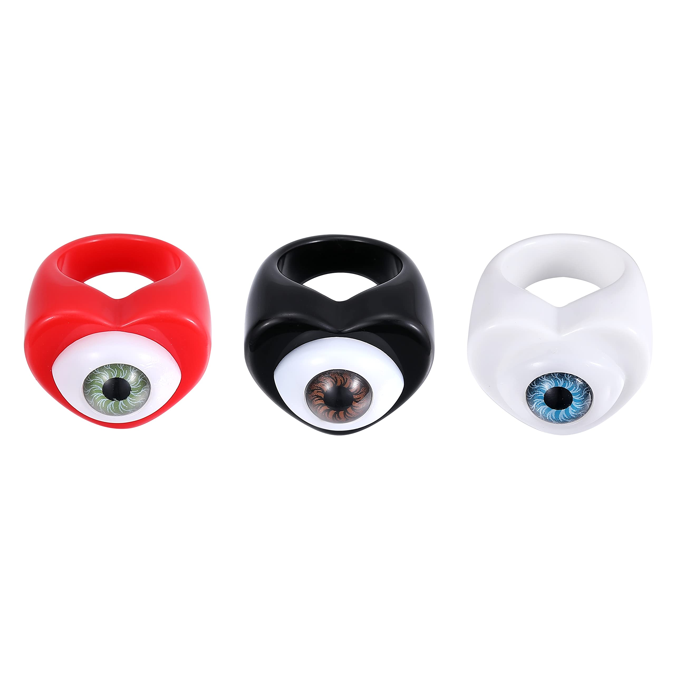 VOPIPO 3pcs Resin Rings Chunky Statement Plastic Rings Cute Heart Shaped Big Eye Aesthetic Rings Trendy Personalized Stacking Finger Acrylic Ring Set for Women
