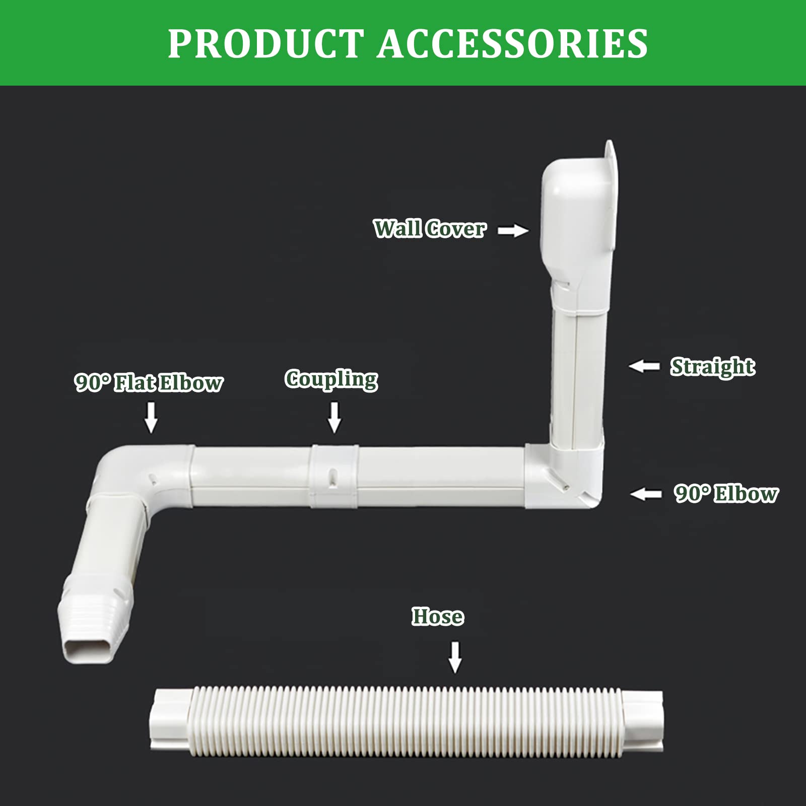 MOOITEK 4" 16.5Ft PVC Decorative Line Set Cover Kit for Ductless Mini Split Air Conditioners Heat Pump System and Central AC(Total Length 16.5Ft), White