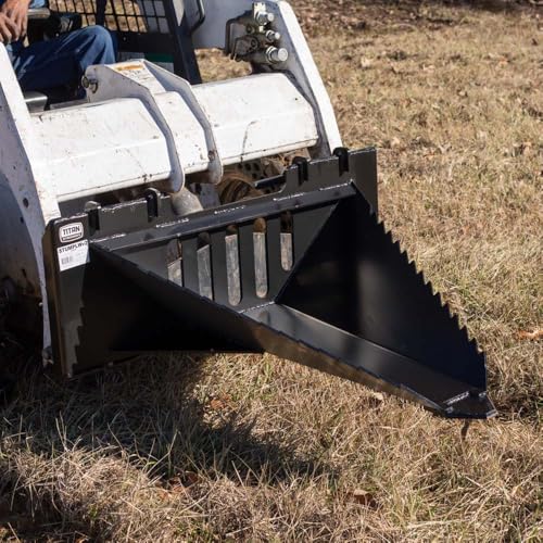 Titan Attachments Economy Series Stump Bucket Tree Scoop Digger, Universal Skid Steer Quick Tach, Serrated Leading Edge, Ideal for Light Duty Ripping Roots, Removing Smaller Tree Stumps