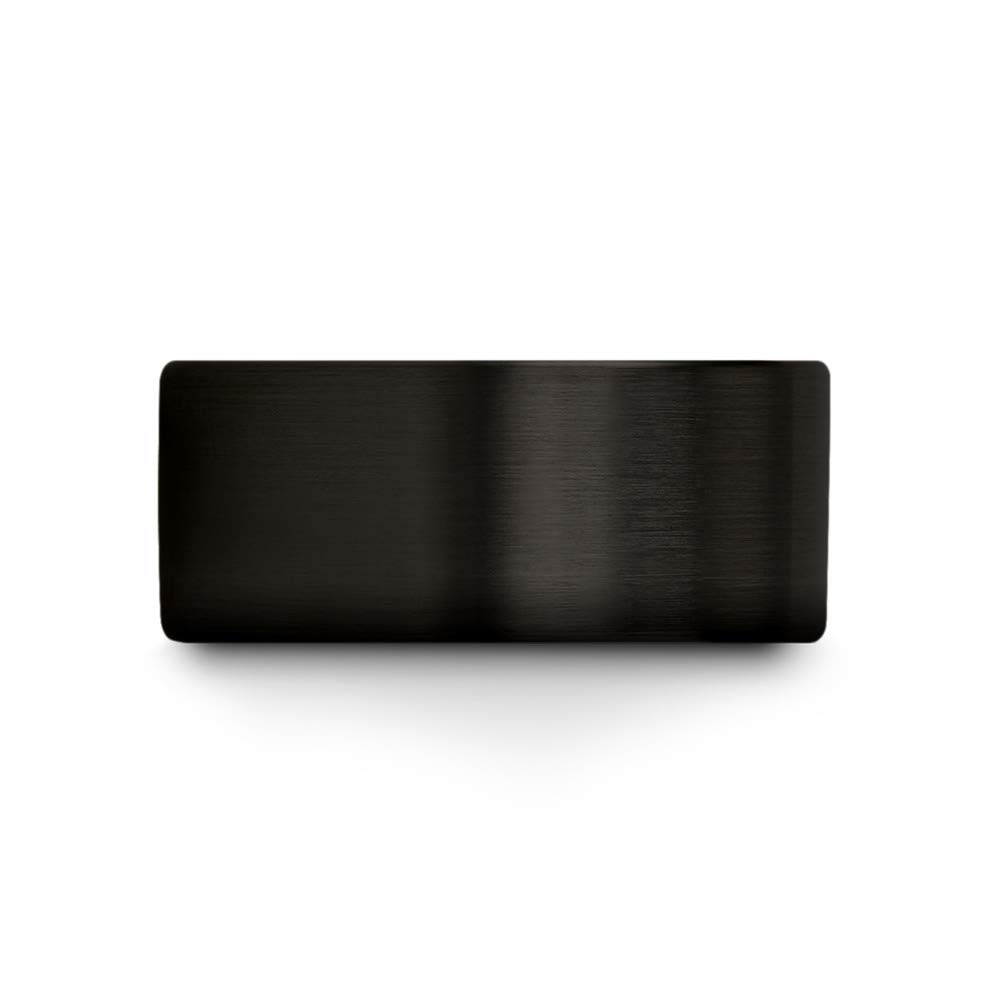 P. Manoukian Tungsten Carbide Wedding Band Ring 10mm for Men Women Black Interior with Black Exterior Flat Cut Brushed Polished Comfort Fit Anniversary Size 9