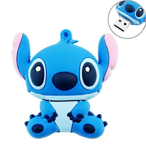 Novelty Stitch Blue Shape Design 16GB USB 2.0 Flash Drive Cute Memory Stick Stitch Thumb Drive Data Storage Pendrive Cartoon Jump Drive Gift (Stitch Blue-16GB)