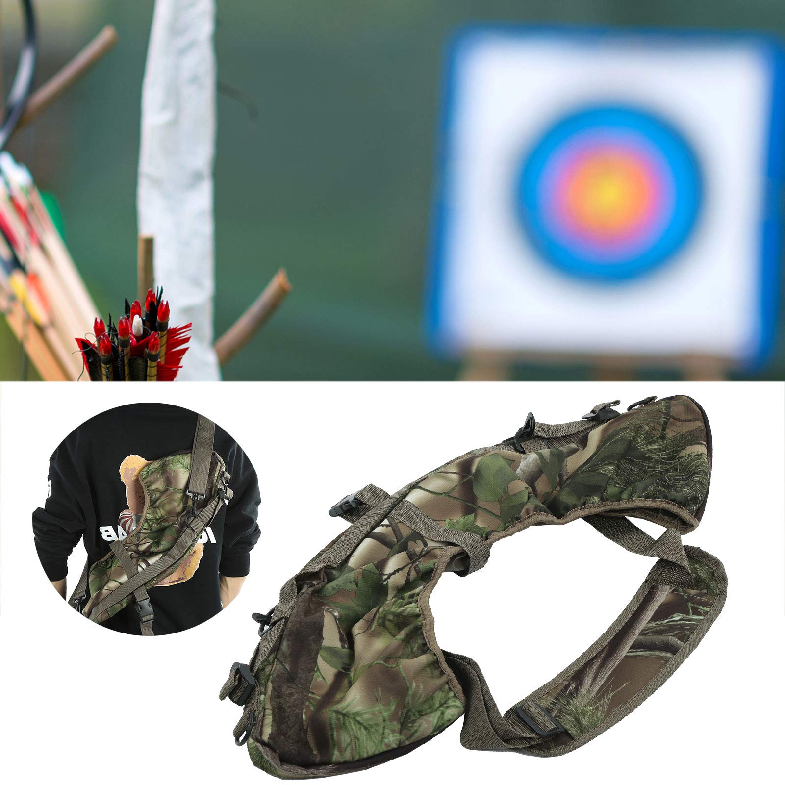 plplaaoo Bow Bag, Archery Bow Bag,Bow Backpack for Archery Bow,Durable Archery Bow Carry Bag,Outdoor Portable Camouflage Archery Bow Storage Bag with Adjustable Shoulder Strap[Green Camouflage], A