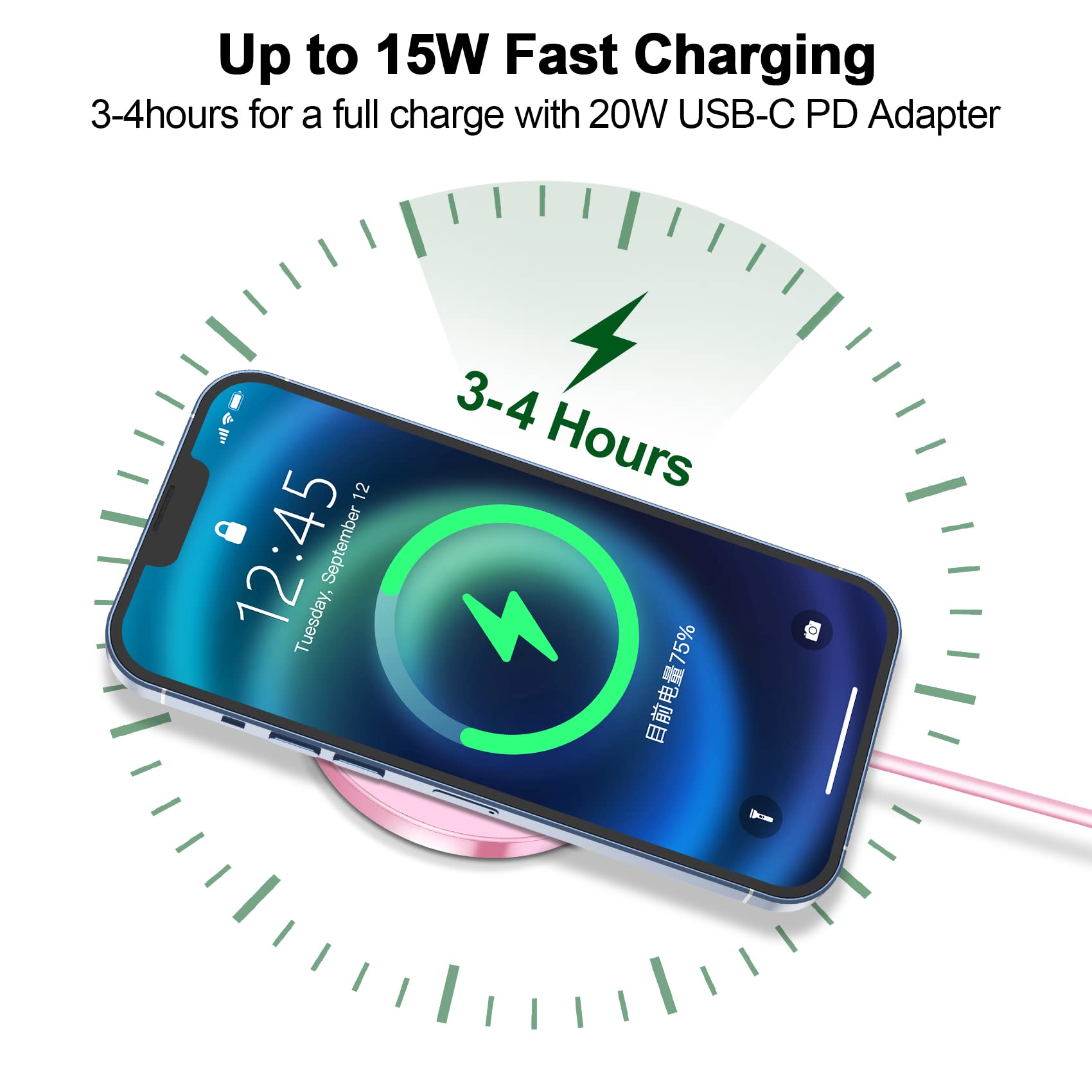xiwxi 𝐔𝐩𝐠𝐫𝐚𝐝𝐞𝐝 15W Fast Magnetic Wireless Charger Compatible with MagSafe Charger, Wireless Charging Pad for iPhone 14/14 Plus/14 Pro/14 Pro Max iPhone 13 Series/iPhone 12 Series(No Adapter)