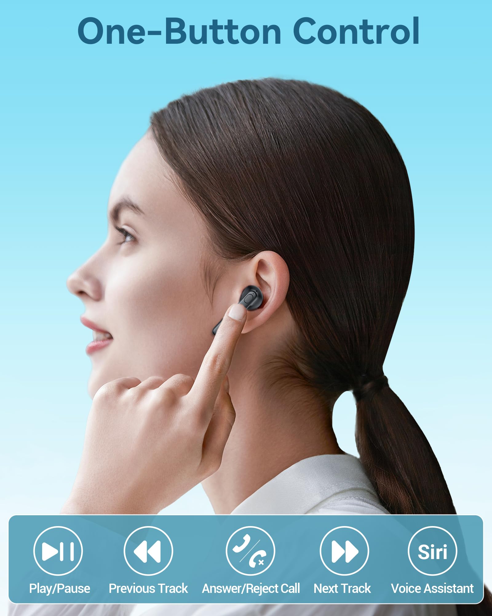 occiam Wireless Earbuds with Bluetooth 5.3, 64Hrs Playback, Bass Sound, Waterproof, Wireless Charging Case, LED Display - For Sport, Phone, Laptop