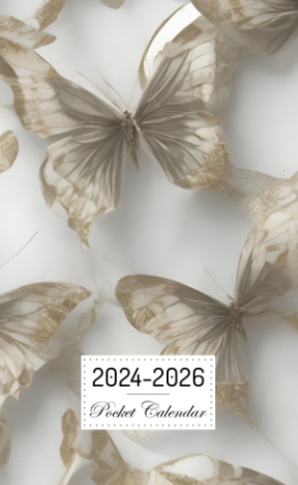 Pocket Calendar 2024-2026: Two-Year Monthly Planner for Purse , 36 Months from January 2024 to December 2026 | Colorful butterfly pattern | Retro style theme.