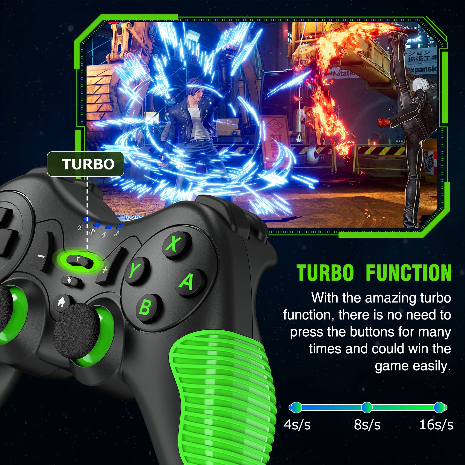Switch Controller, Wireless Switch Pro Controller Gamepad Compatible with Nintendo Switch/Switch Lite/ Switch OLED Controller Support Turbo, Wakeup, Screenshot and Double Vibration Functions-Green