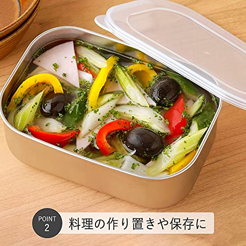 Shimomura Kihan 38871 Tsubame Sanjo Bat Storage Container with Lid, Deep Type, Set of 2, Stainless Steel, Square, 22.0 fl oz (650 ml), Made in Japan