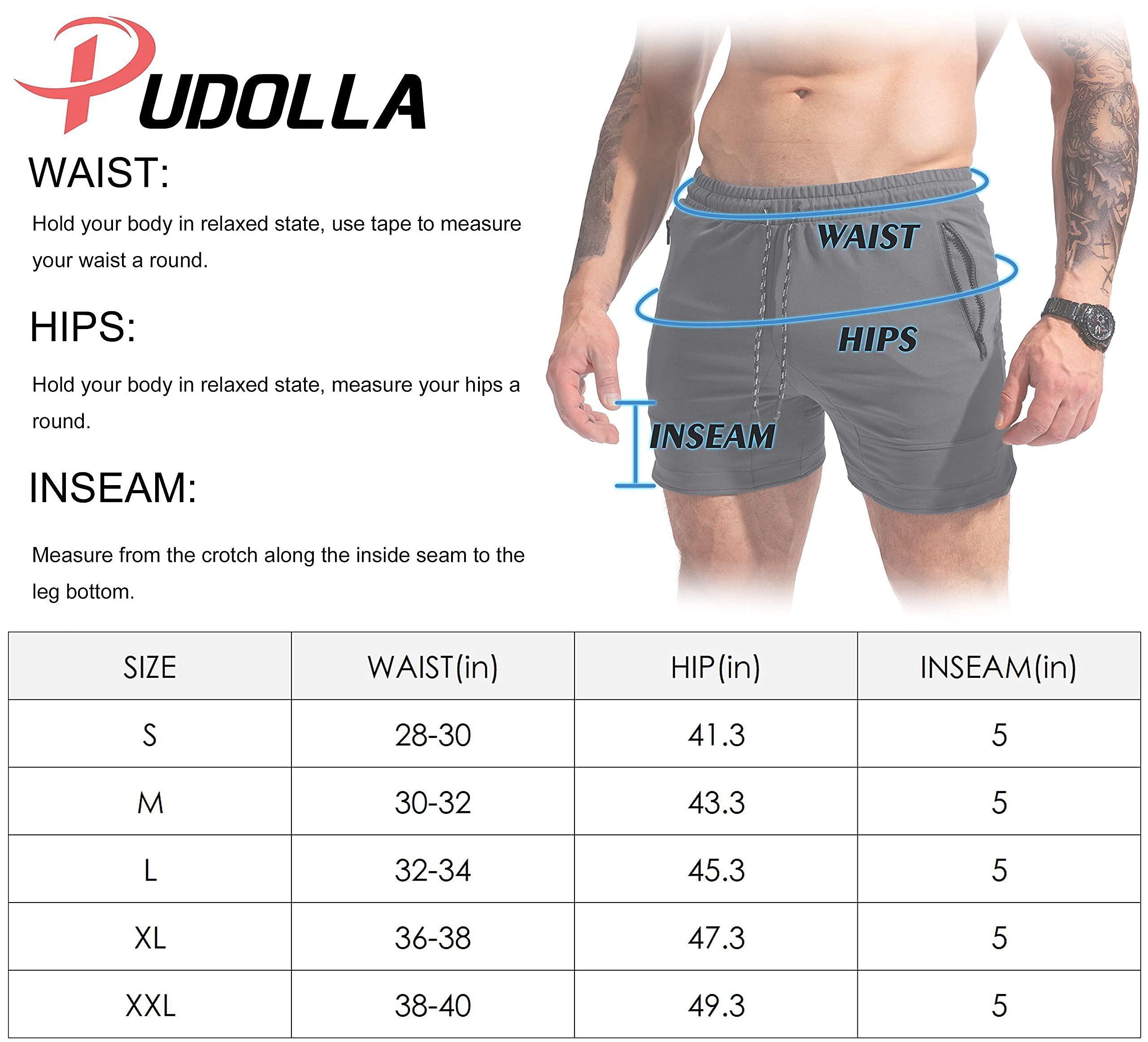 Pudolla Men's Gym Workout Shorts Weightlifting Squatting Shorts for Men Bodybuilding Training Jogger with Zipper Pockets(Black Medium)
