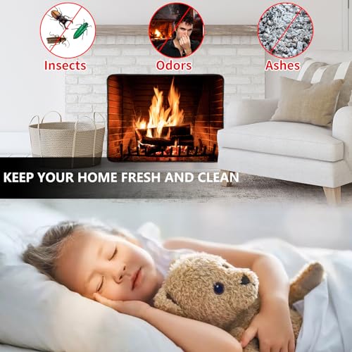 MOCOOS Magnetic Fireplace Cover, Fireplace Blocker Blanket Stops Heat Loss, Christmas Fireplace Covers Decorative, Hot & Cold Air Blocker, Fireplace Draft Stopper Save Energy, 39" W x 32" H