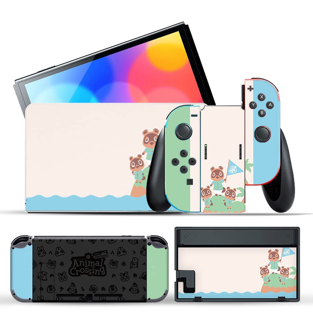 Switch Skin Sticker, 3M Vinyl Decal Sticker Wrap, Stickers Decals Cover Compatible with Nintendo Switch, Faceplate Console Dock Wrap Cover Skin Protective Film Sticker Set (Classical Animal Crossing)