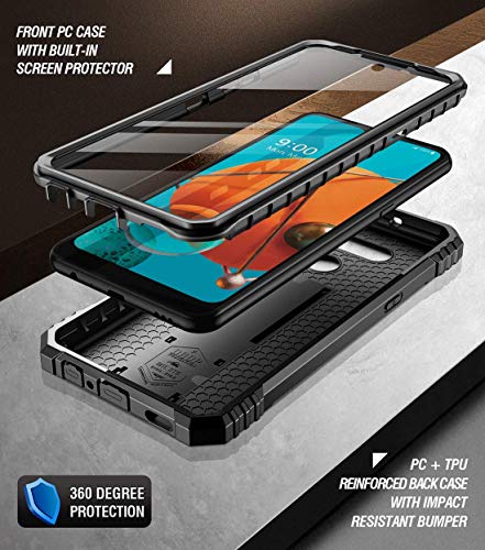 Poetic Revolution Series for LG K51 Case, LG Reflect Case, LG Q51 Case, Full-Body Rugged Dual-Layer Shockproof Protective Cover with Kickstand and Built-in-Screen Protector, Black