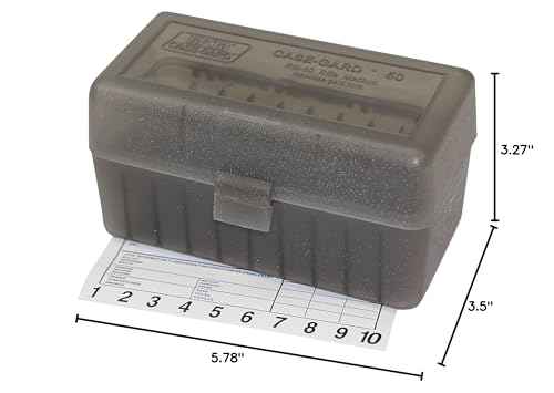 MTM 50 Round Flip-Top Rifle Ammo Box 220 Swift 243 308 Win, Gray