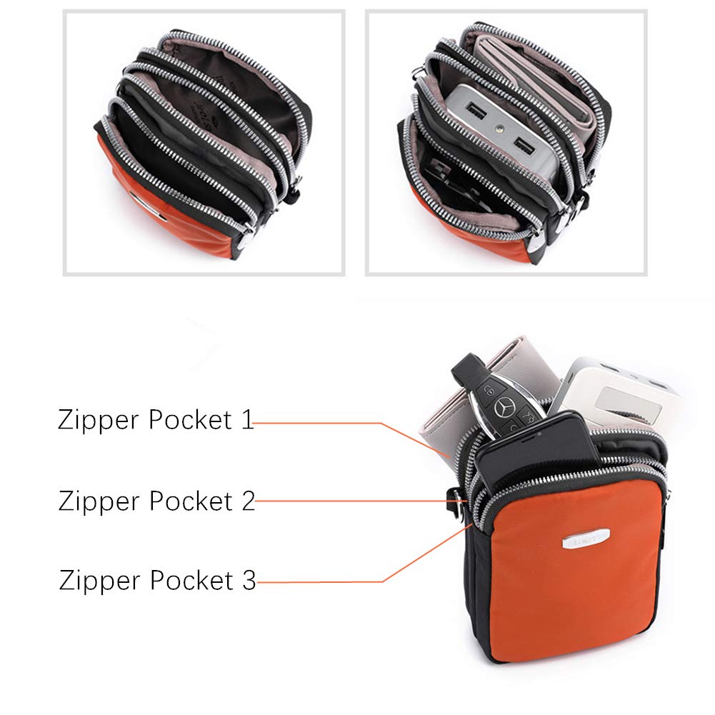 Small Crossbody Bags and Purses for Women,Nylon Cell Phone Bags with Headphone Jack. (Classic black 1)