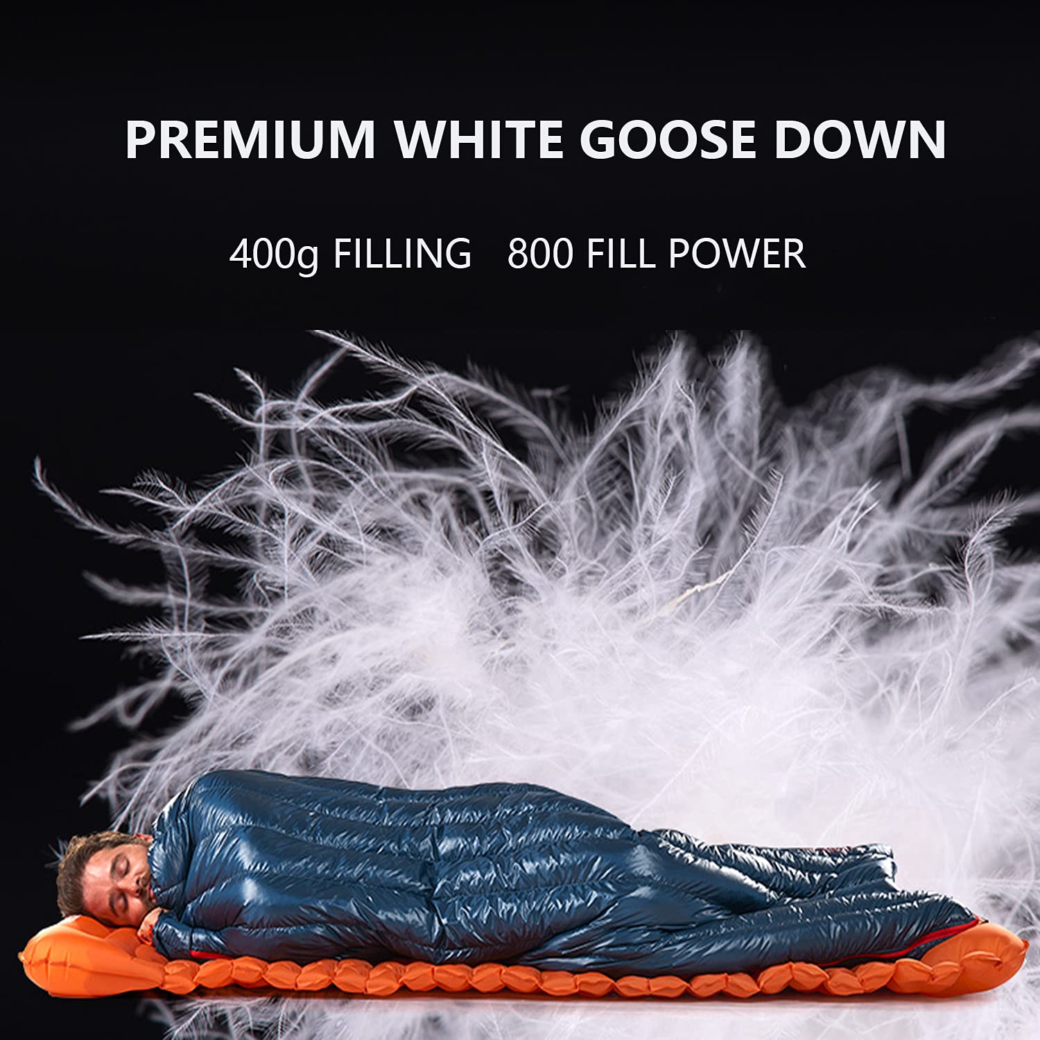 Naturehike Down Sleeping Bag 800 Fill Power Lightweight Compact for Backpacking Camping Hiking Traveling with Compression Sack (Dark Blue(42.8℉), Large(78.7" L x31.5 W))