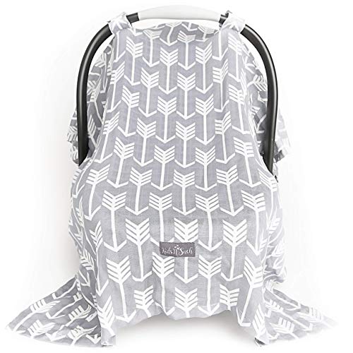 Muslin Carseat Canopy - Grey Arrow and Minky Blanket - Deer Bundle