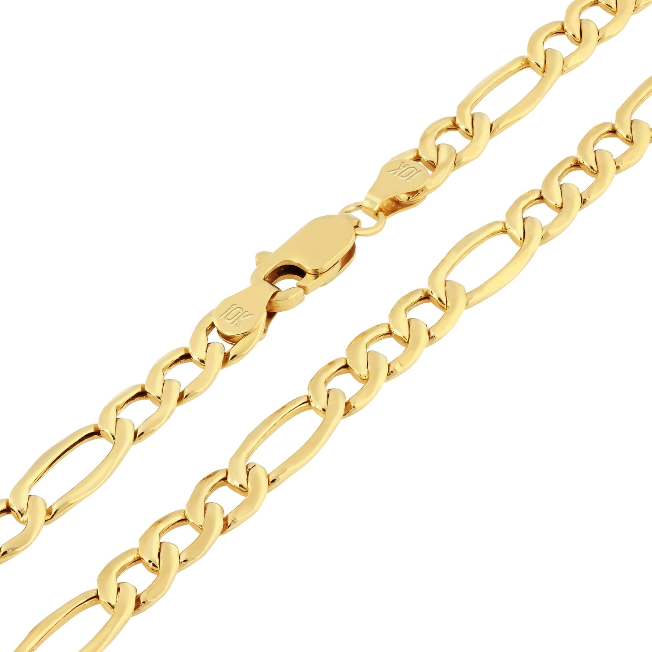 Nuragold 10k Yellow Gold 5.5mm Figaro Chain Link Bracelet, Mens Womens Jewelry 7" 7.5" 8" 8.5" 9"