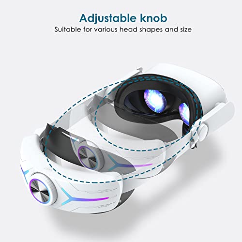 VR Charging Headwear Adjustment No Pressure on The Face for Oculus Quest 2 Headband Replacement Enhanced Support (White)