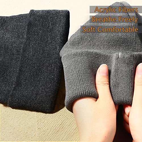 RUN BRAIN GO 2 Pack Beanie Hats for Men Women Knitted Caps (Black/Light Gray)