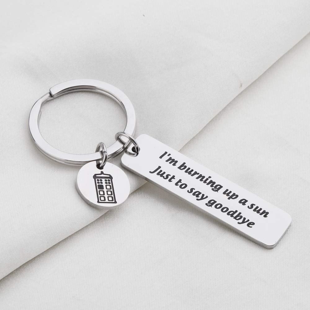 Police Box Charm Jewelry I’m Burning Up a Sun Just to Say Goodbye Keychain (Burning Up a Sun)