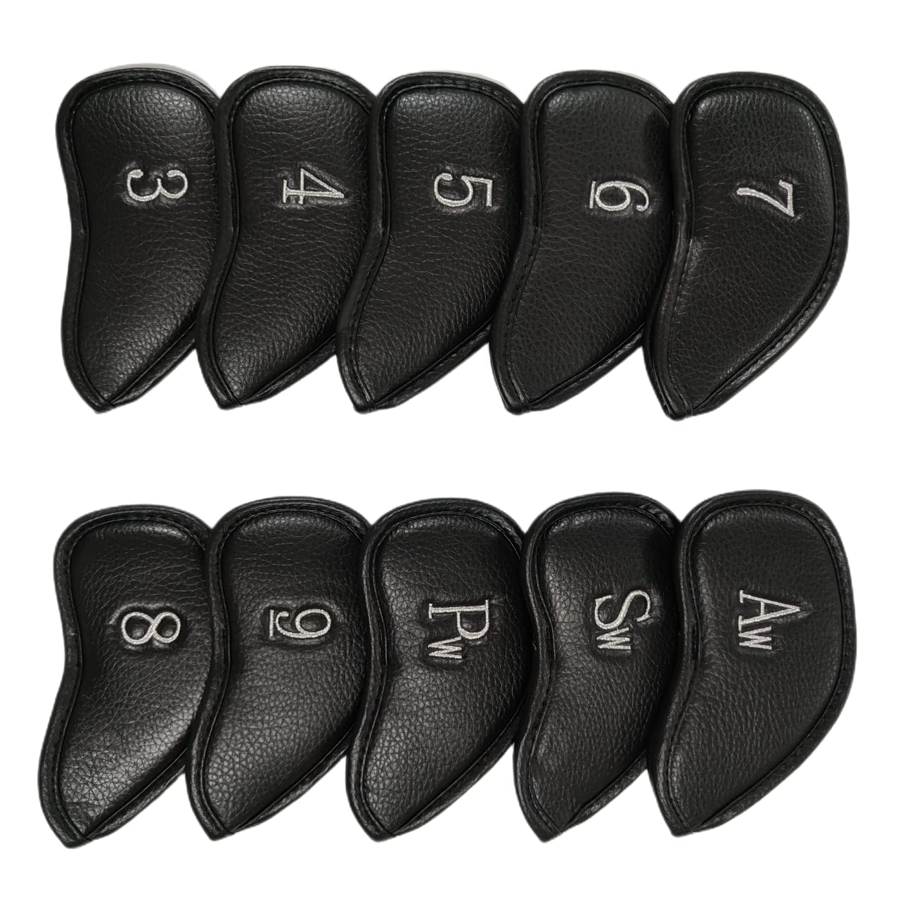 PU Leather Golf Iron Covers Headcovers - Golf Headcovers for Golf Clubs - 10pcs/ Set Golf Club Protective Case fits for Men Taylormade, Mizuno MP JPX, PXG 0311 (Black with Skull)