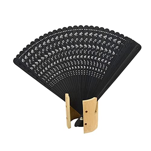 TKTTBD Hand Fans for Women Foldable Folding Fans Handheld Folded Fan Handmade Bamboo Folding Paper Hand Held Fans Portable Chinese Style Folding Fan High-End Gift Box Hand Fans,Black