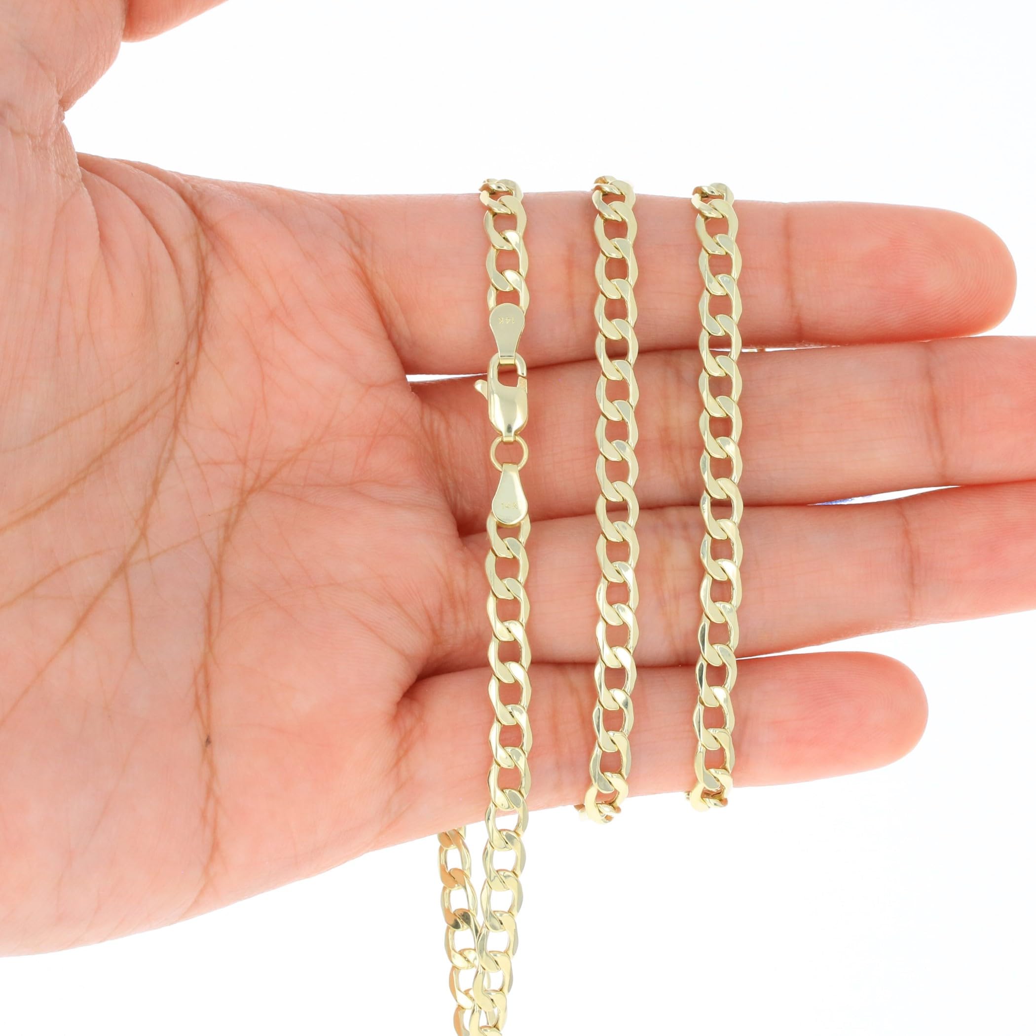 Nuragold 14k Yellow Gold 4.5mm Cuban Curb Link Chain Bracelet, Mens Womens Jewelry 7" 7.5" 8" 8.5" 9"