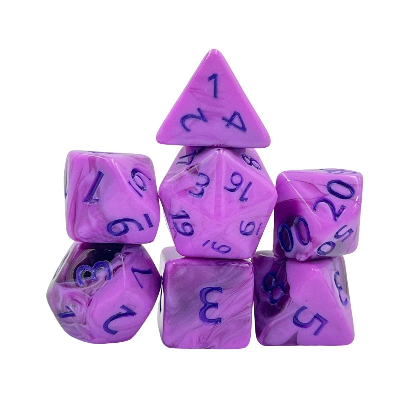 Vaveren 7Pcs Acrylic Polyhedral Dices Tabletop Games, Multi Sided Dices, RPG Dice Set for Party Supplies, Dark Violet