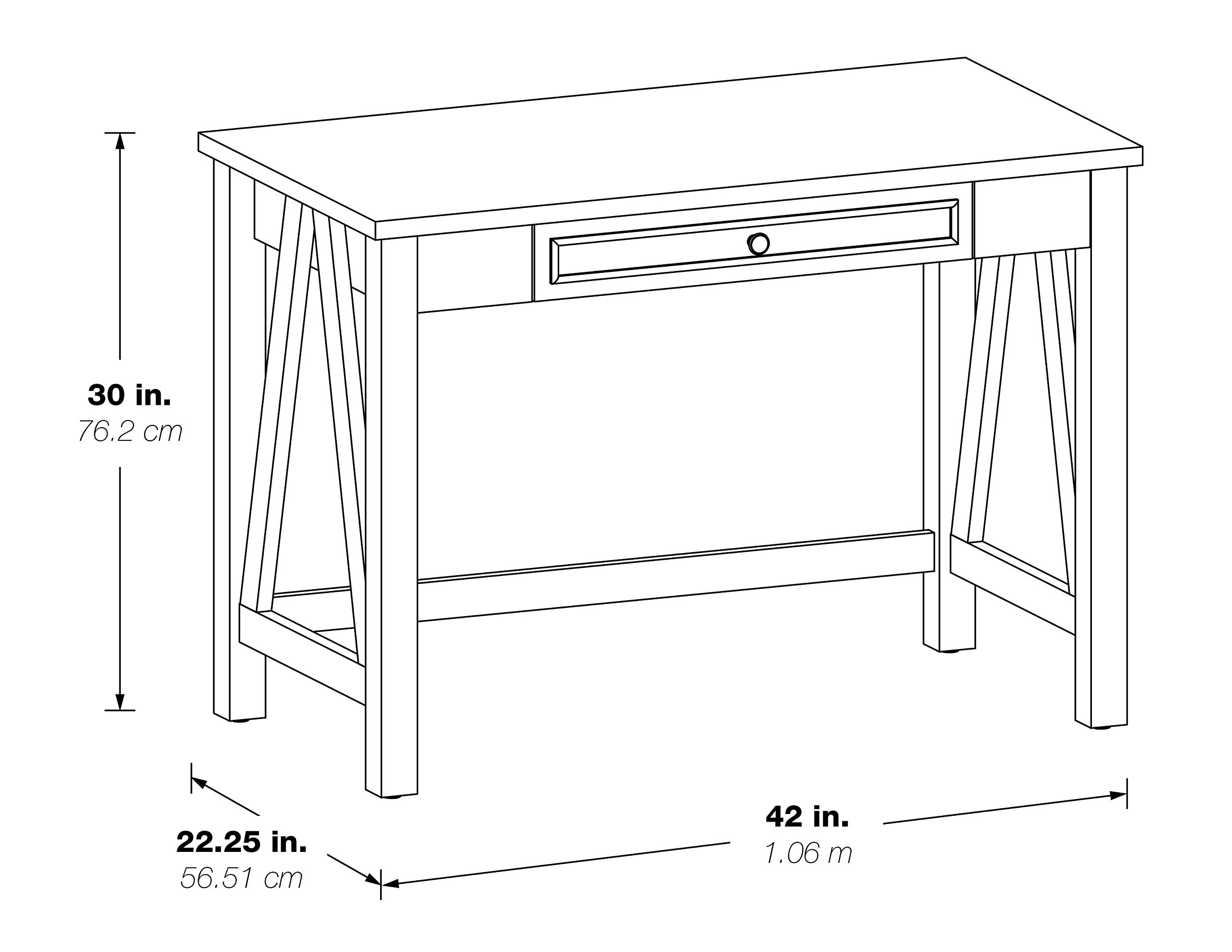 OSP Home Furnishings Braydon 42-Inch Wide Writing Desk, Grey Oak