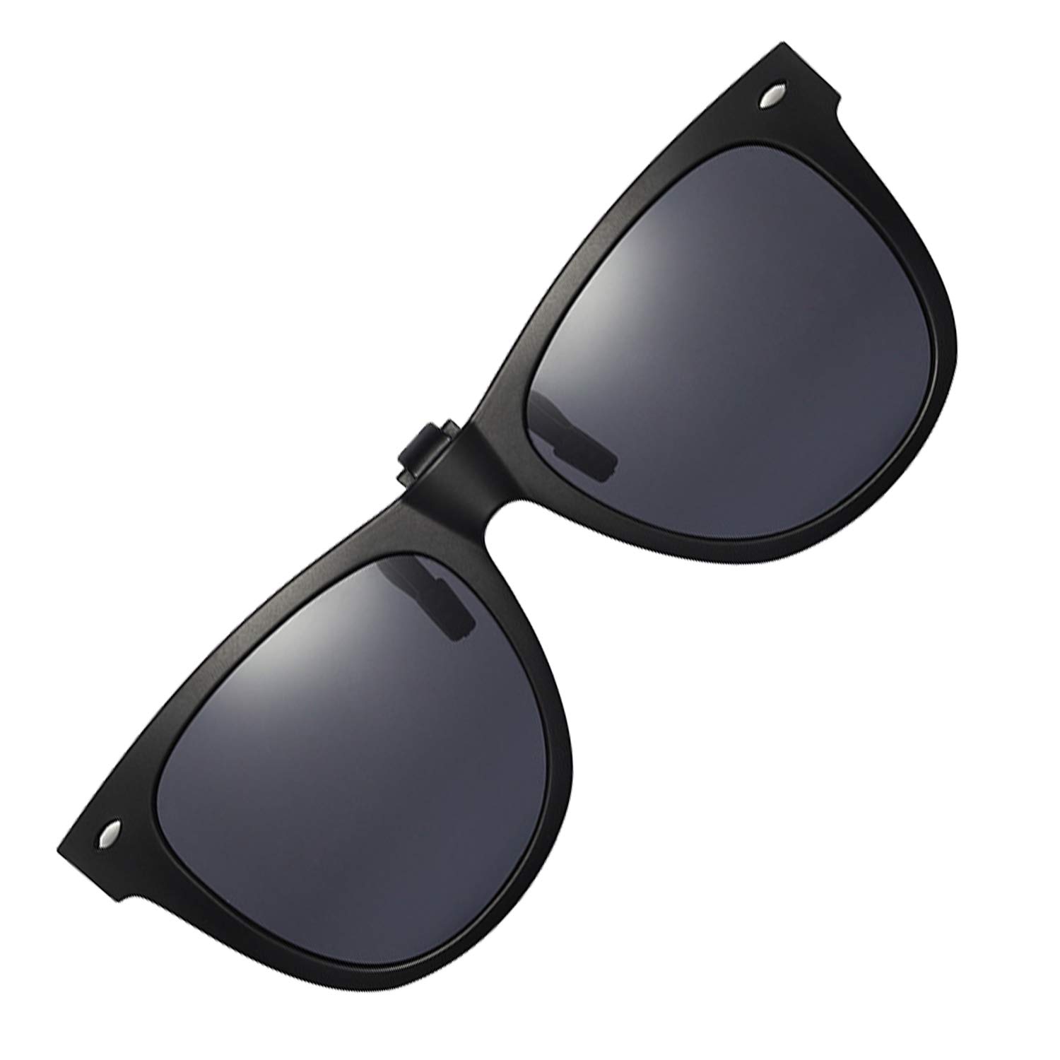 OopsMi Polarized Clip-on Sunglasses Unisex Anti-Glare Driving Sunglasses With Flip Up for Prescription Glasses (Black Lens)