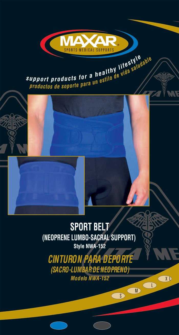 Maxar Airprene (Breathable Neoprene) Sport Belt (Lumbo-Sacral Support), Large, Blue