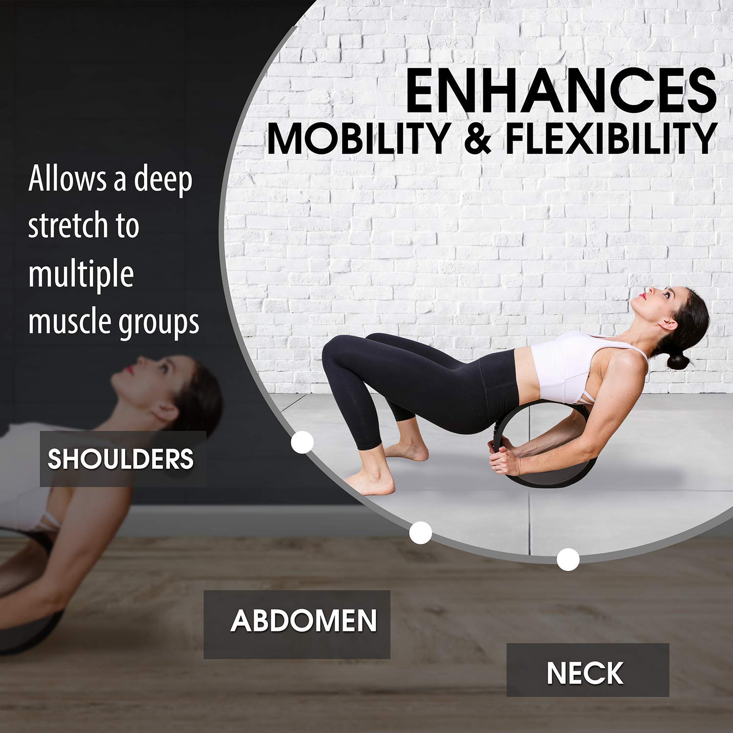 Realign Back Wheel: Trigger Point, Yoga Wheel, Foam Roller, Deep Tissue, Back Massager, for Mobility and Back Pain Relief (Black/Black)