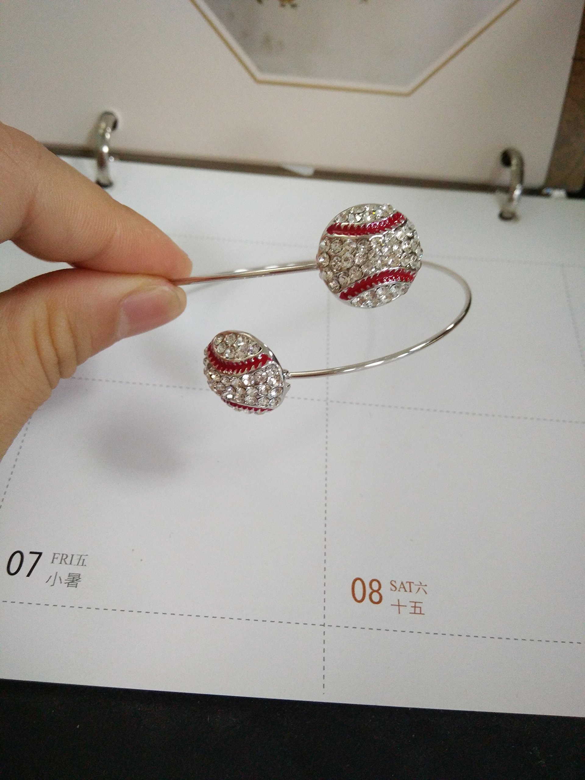 MANZHEN Adjustabe Baseball Softball Bangle Bracelet Cuff Wire Bangle Sports Charm Bangle Bracelets (1)