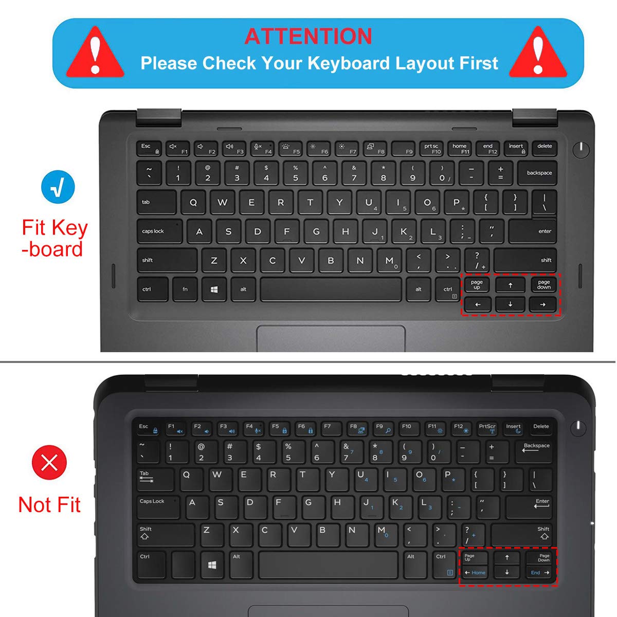 MUBUY Keyboard Cover Design for 13.3" Dell Latitude 5000 Series 5300 5310 Laptop and Dell Latitude 7000 7300 13.3" Laptop Keyboard Protective Skin Without Pointing-Black