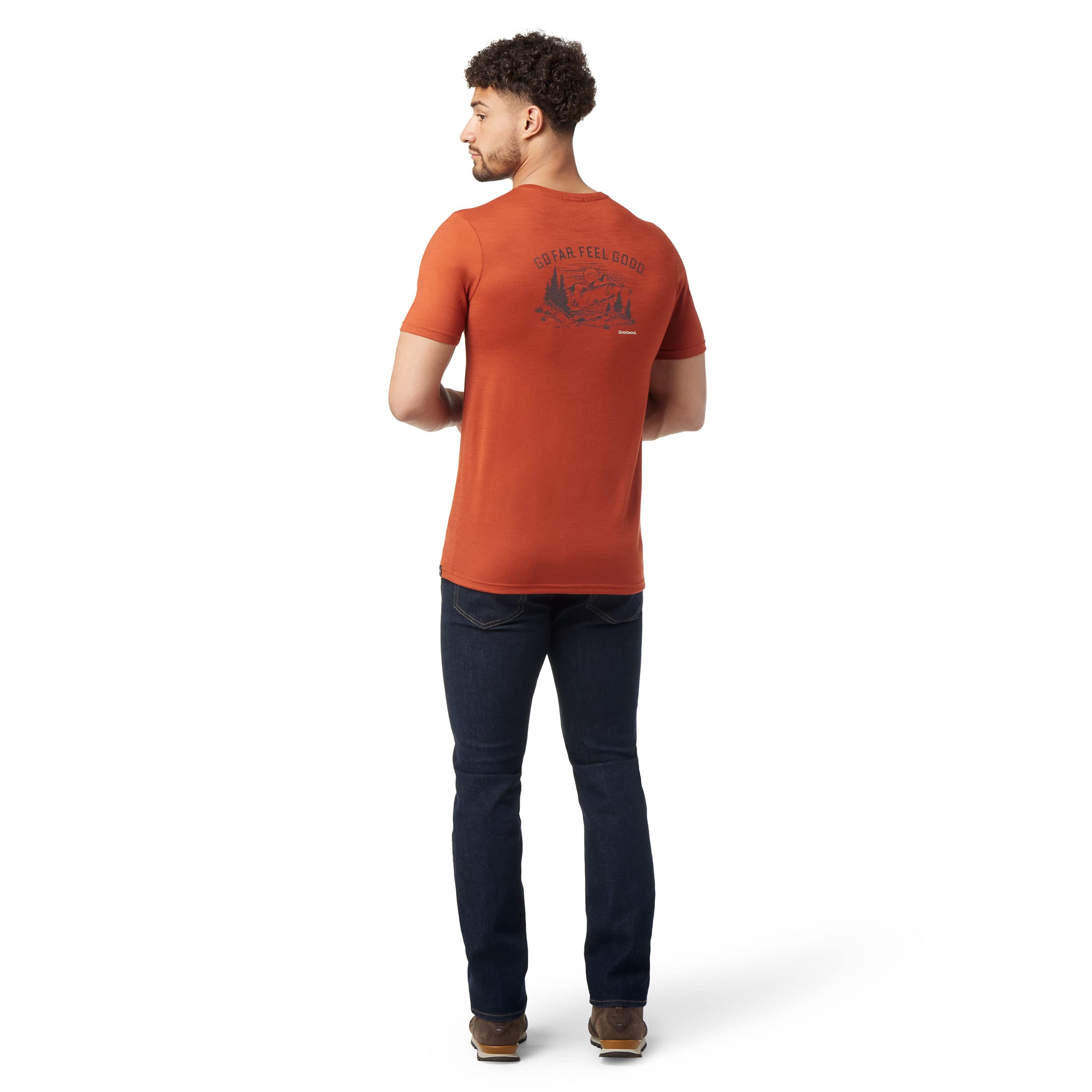 Smartwool Men's Merino Wool Short Sleeve Wilderness Summit Graphic Tee (Regulate Fit), Picante, Large