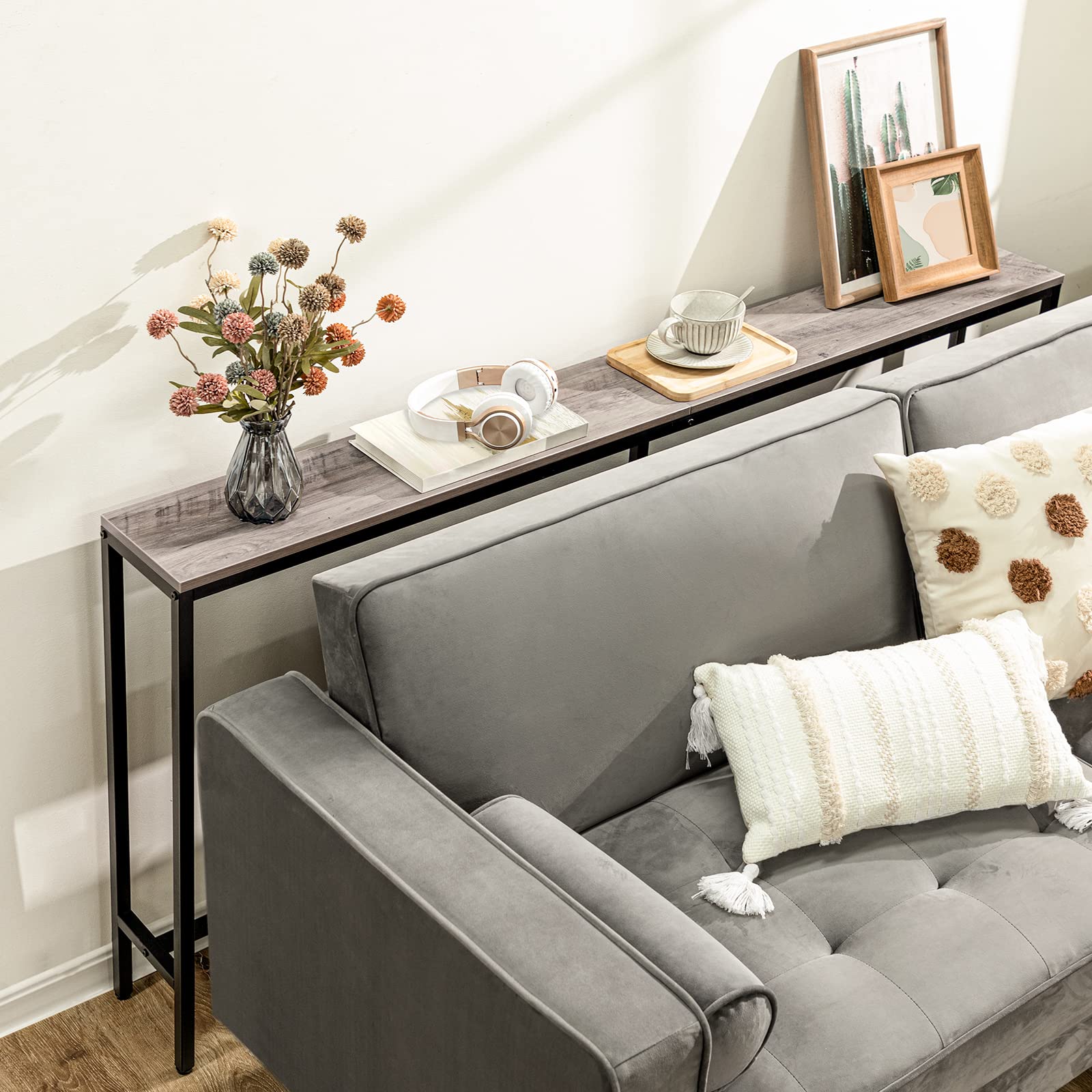 MAHANCRIS Console Table, Narrow Entryway Table, 47.2 Inches Sofa Table, Couch Table, Long Hallway Table for Living Room, Bedroom, Sturdy and Stable, Easy to Assemble, Black CTHB12001