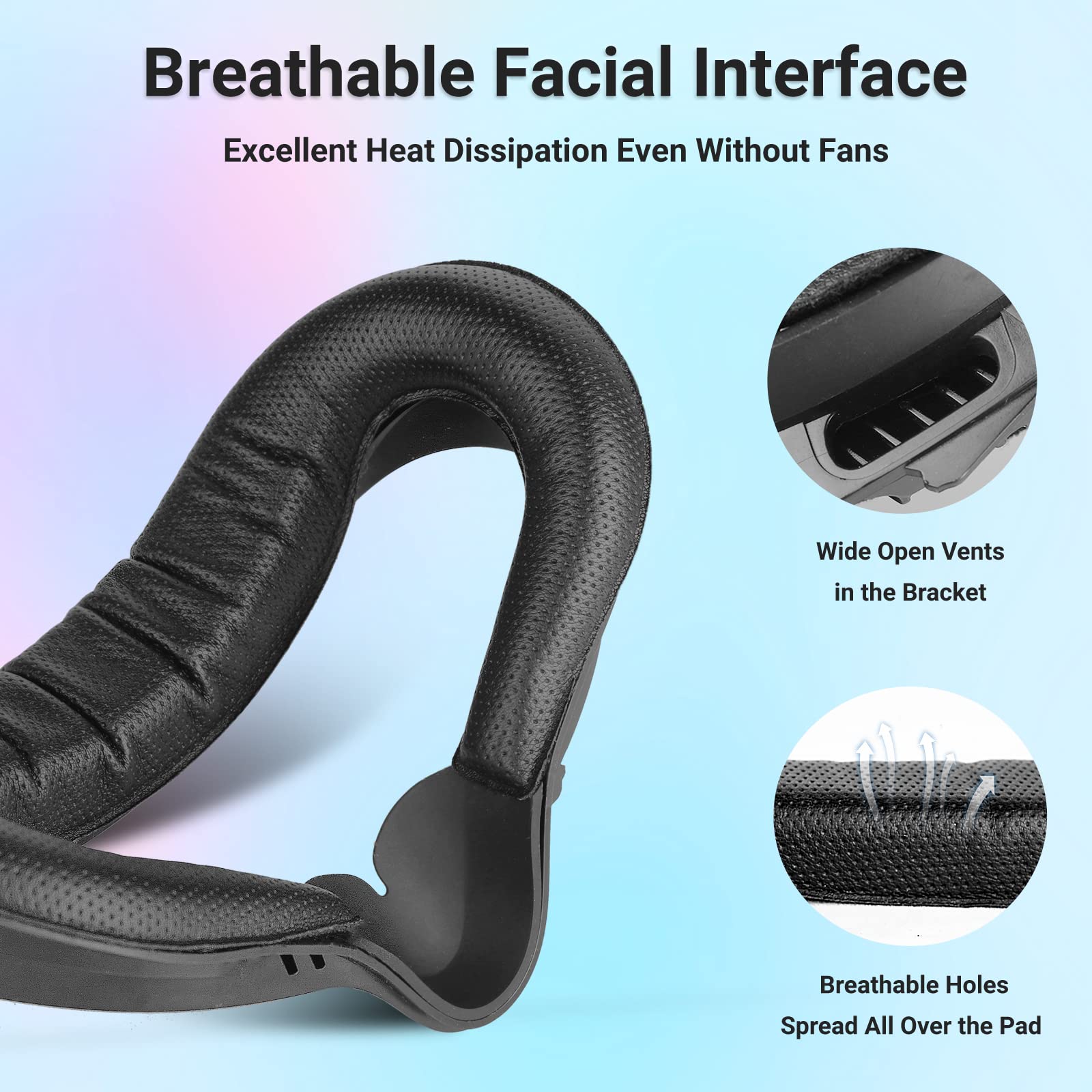 VR Face Cover for Meta/Oculus Quest 2 Accessories, Anti-Fogging Quest 2 Face Cushion Pad with Active Air Circulation Fan, Thicker Soft Sweat-Guard Compatible with Various Oculus Quest 2 Head Strap