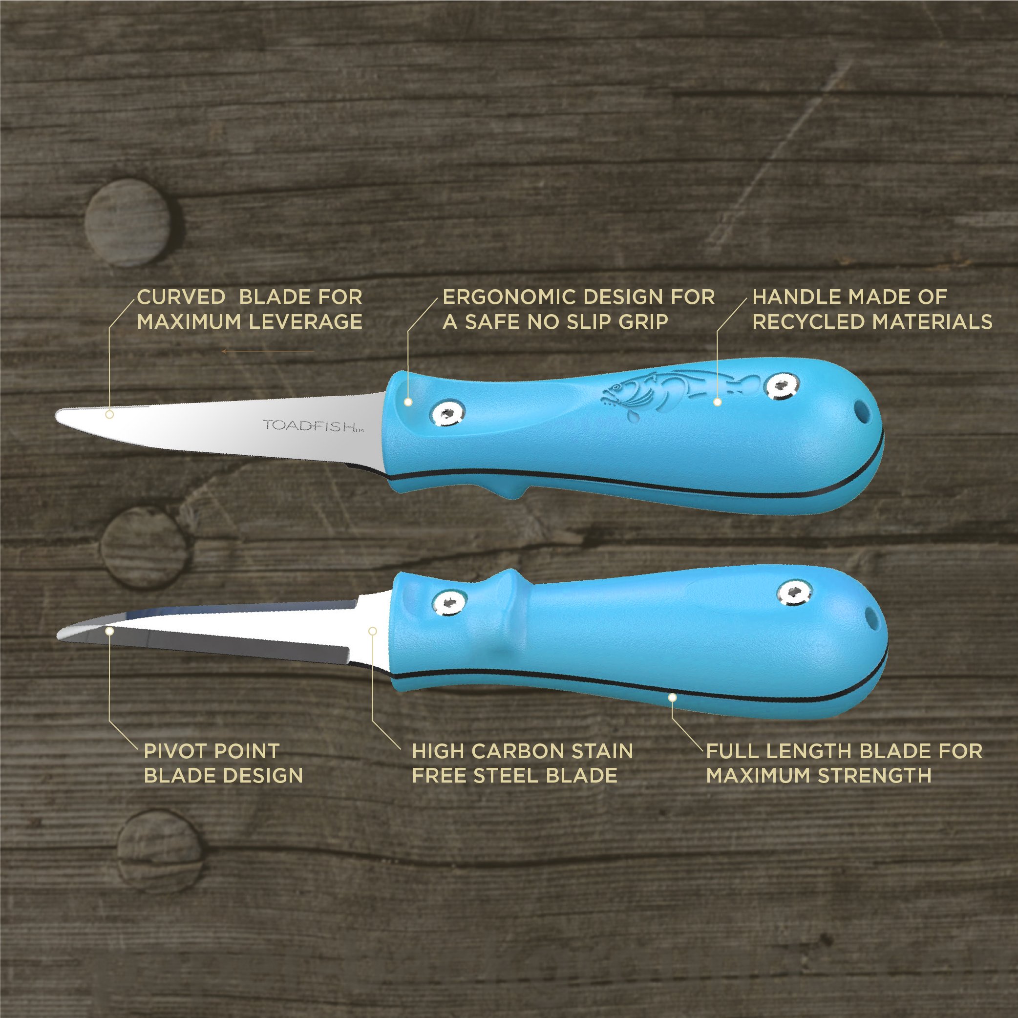 Toadfish Oyster Shucking Knife, Oyster Opener Tool, PUT 'EM BACK Oyster Knife by Toadfish