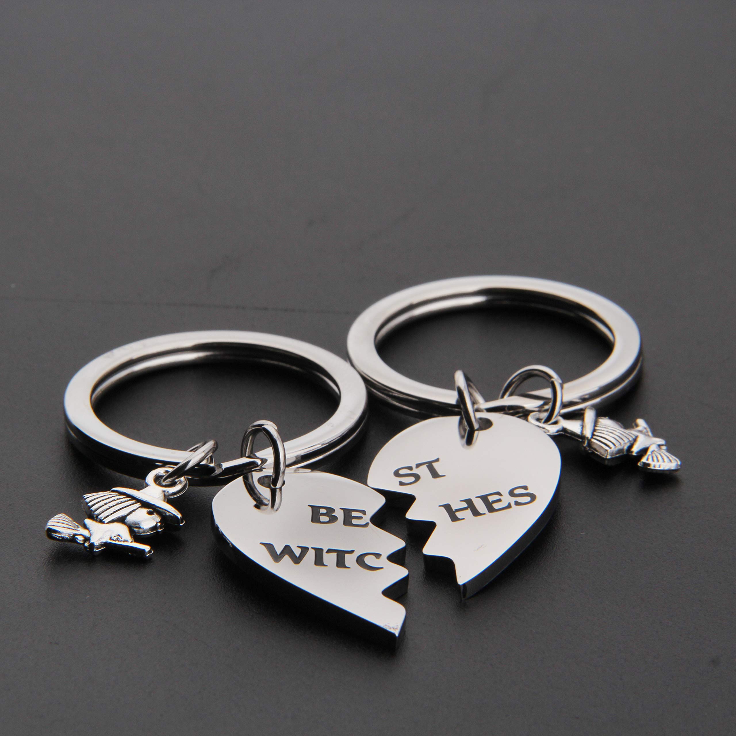 MAOFAED Best Friend Gift Best Witches Keychain BFF Gift Friendship Gift Sister Gift Friend Keychain Set