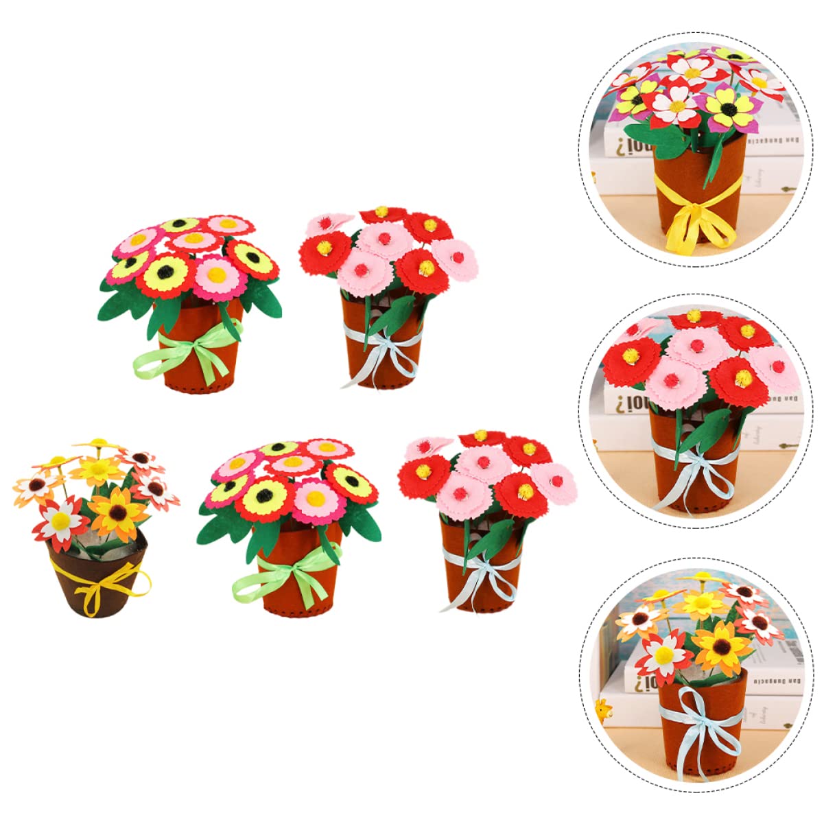 Veemoon DIY Flower Craft Kit 10 Sets Handmade Potting Material Flowers Puzzle Child Non-woven Fabric Handicraft Materials