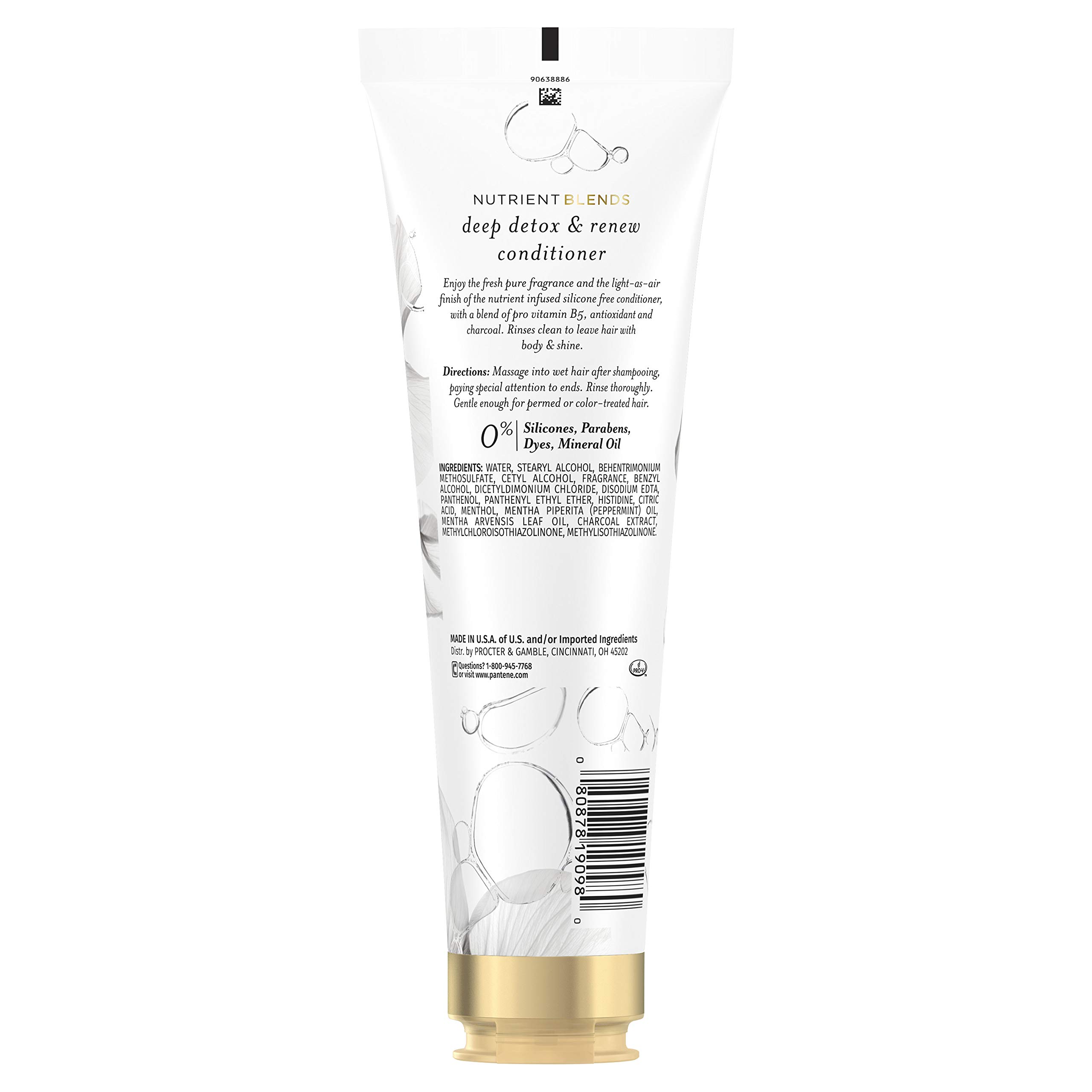 Pantene Nutrient Blends Deep Detox & Renew Clarifying Silicone Free Charcoal Conditioner, 8 Fl Oz