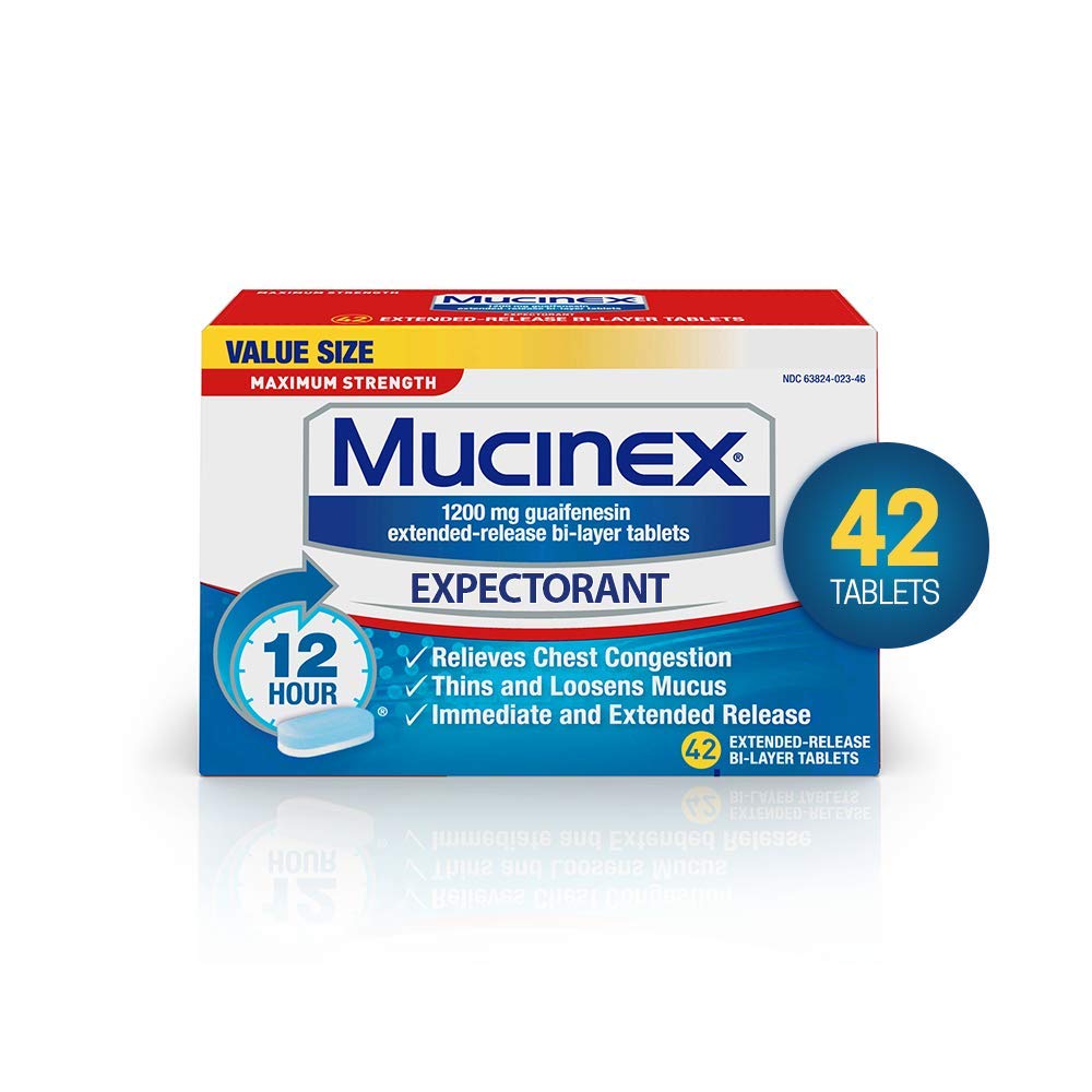 Mucinex DM 12-Hr Max Strength Expectorant and Cough Suppressant (42ct) & Mucinex Max Strength 12-Hr Chest Congestion Expectorant(42ct)-1 ea