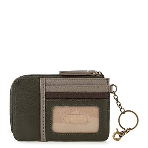 The Sak Iris Wallet in Leather, Elevated Card Holder with Keychain, Moss Block