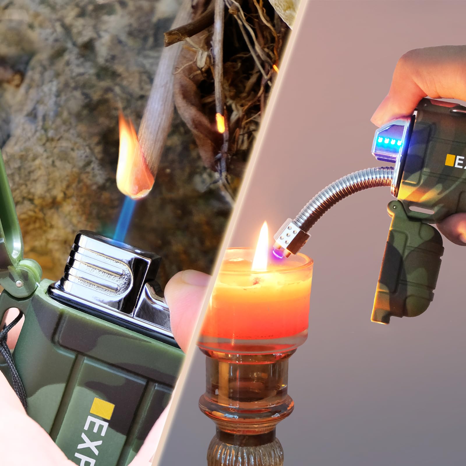 Luxgaze 2 Pack Waterproof Lighter 360° Flexible Neck Rechargeable Arc Lighter Butane Torch Lighter Electric Lighters Flameless Plasma Outdoor Lighter Survival Tactical Gear Candle Camping Adventure