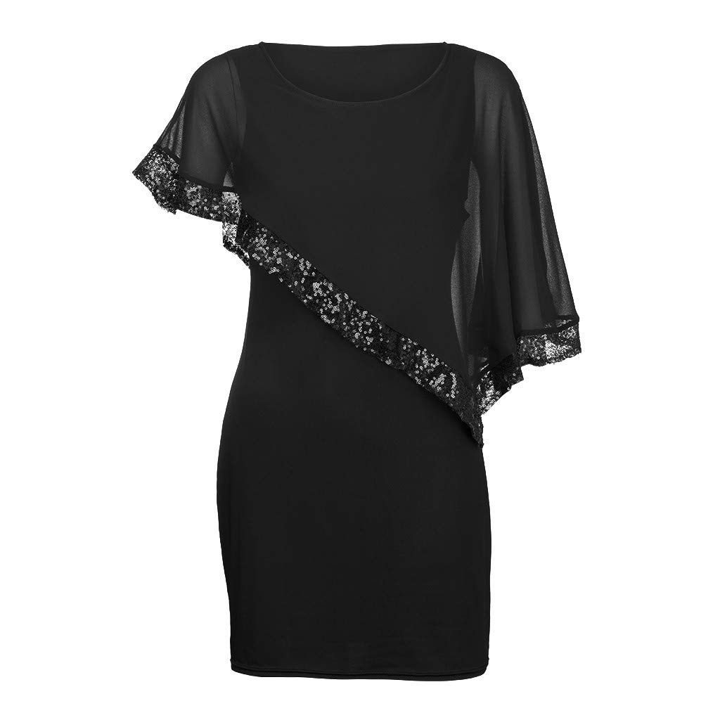 Mikilon Plus Size S-5XL Cold Shoulder Mini Dress for Women Sexy Shawl O Neck Bodycon Purple